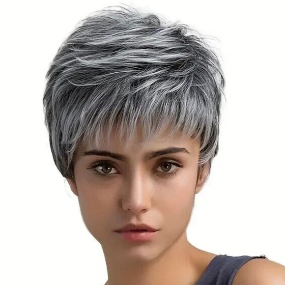 Hair | New Ladies Trendy Ombre Pixie Wig Silvery Gray Easystyle ...